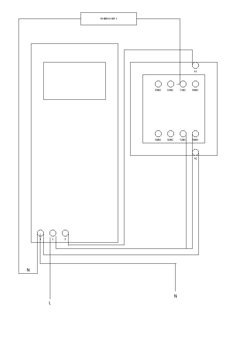 Podłączenie 2 pompek wody (230V) do stycznika LC1K16 i programatora Metron