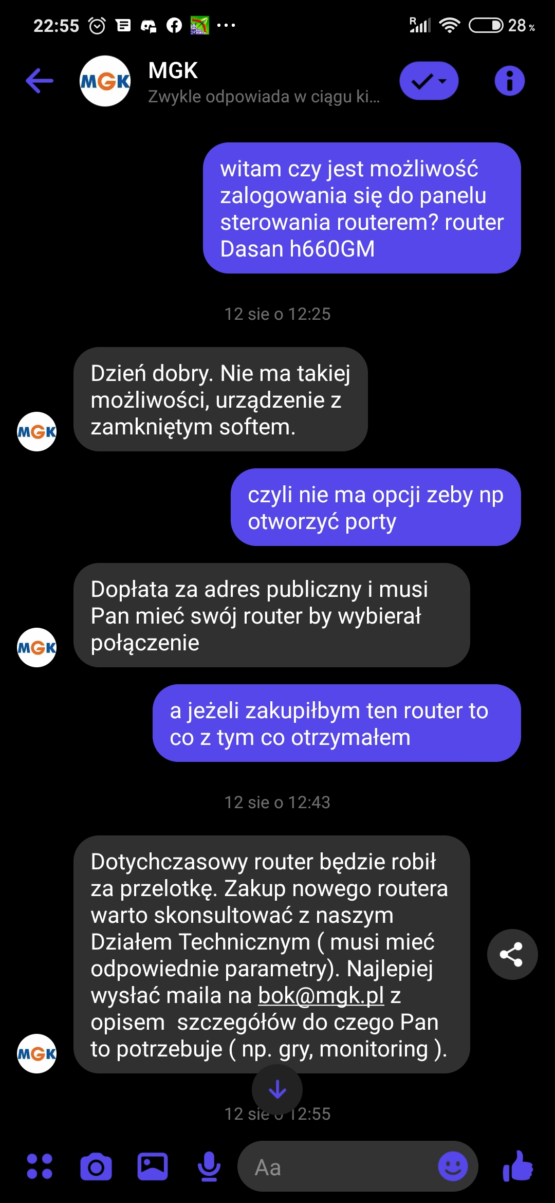 Problem with logging in to the DASAN H660GM router, site unreachable