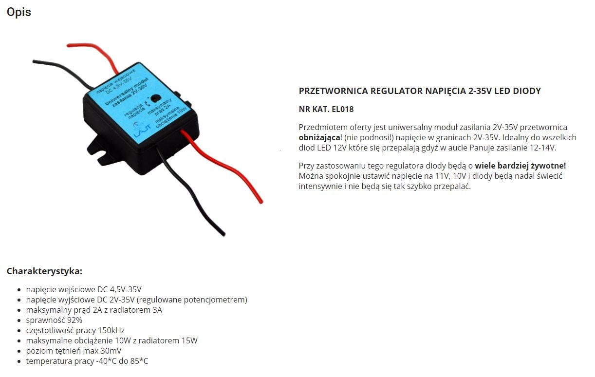 Podłączenie modułu LED Samsung 12V w samochodzie - elektroda.pl