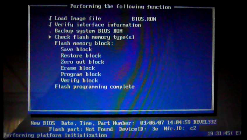 Bios aktualizacja problem "Check flash memory type(s)