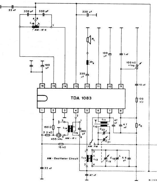 Aplikacja TDA1083, heterodyna, mieszacz, odbiór AM 225KHz