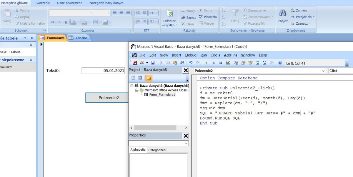 [Rozwiązano] [ACCESS] Zamiana daty i miesiąca po DoCmd.RunSql - jak uniknąć?