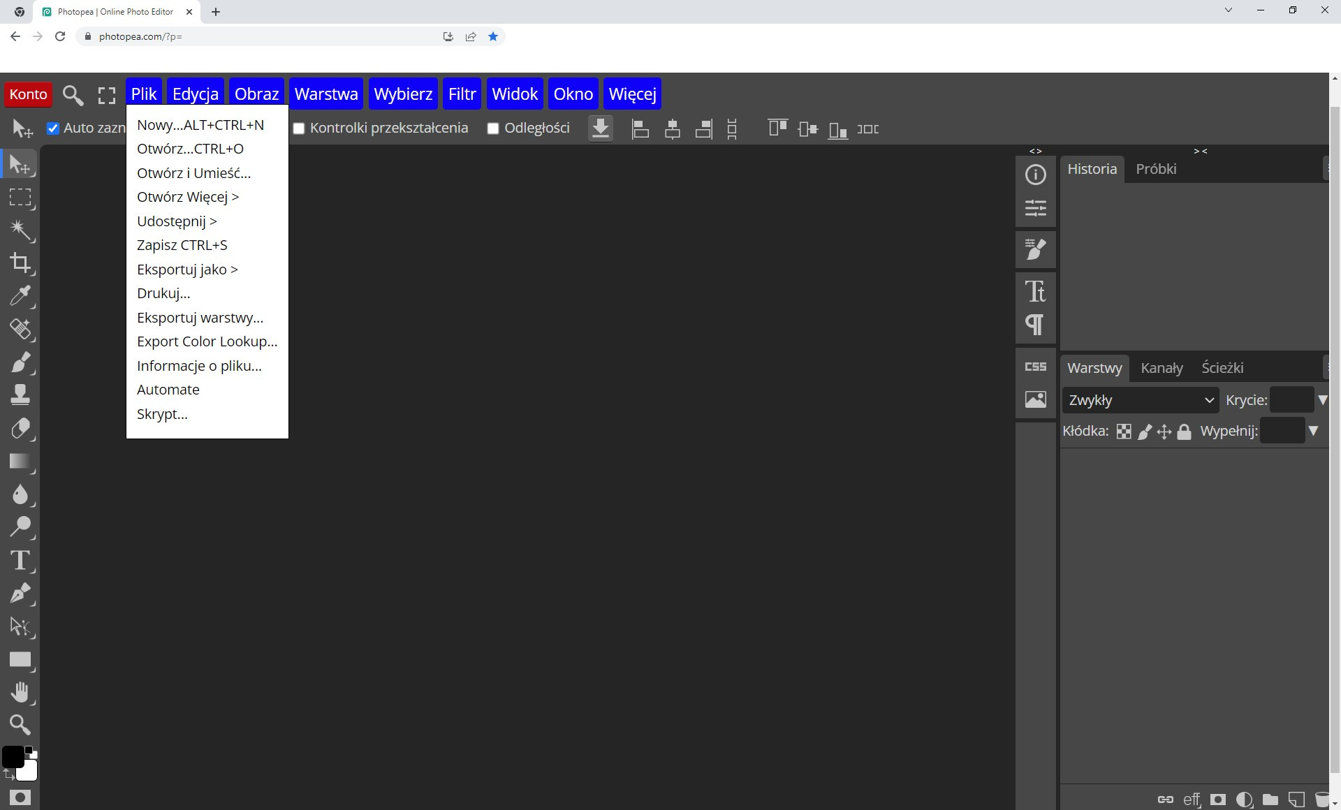 Photopea - CSS odblokowanie menu/usunięcie paska reklam.