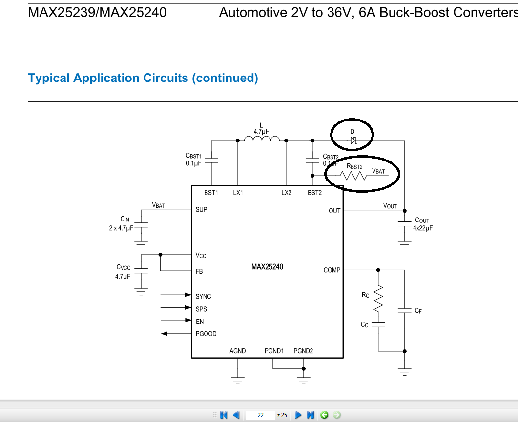 Funkcja elementów w buck-boost na schemacie devboard'a - Analog Devices MAX25240
