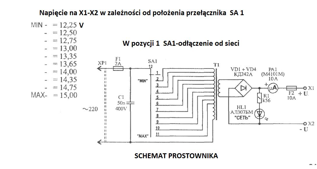 Stary radziecki prostownik – jak podłączyć mostek KBPC5010 zamiast diod?