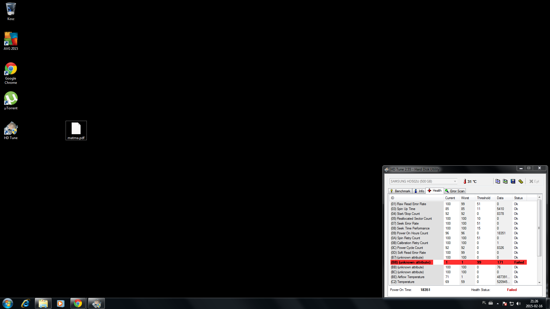 Pri master hard disk s.m.a.r.t status bad.backup and replace
