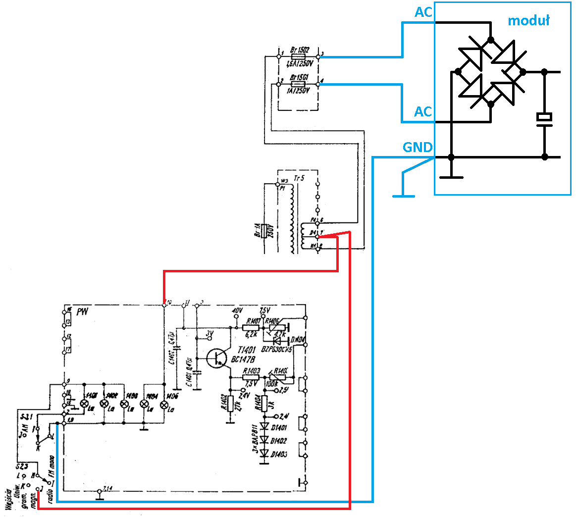 Zasilanie układu opóźnionego załączania głośników Radmor 5102