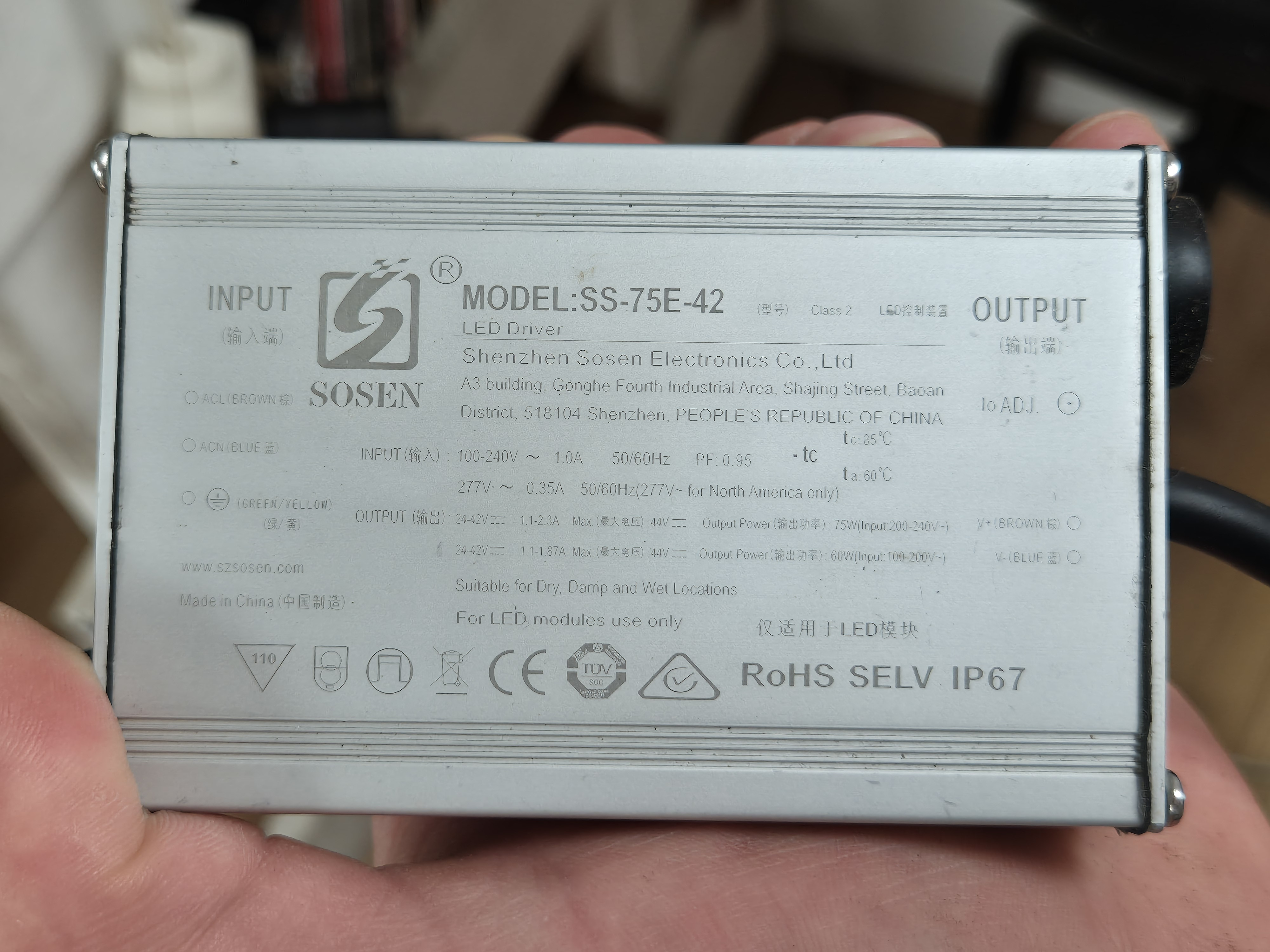 LED Driver SOSEN SS-75E-42 - Opinie, wartość, zastosowanie, 30 sztuk