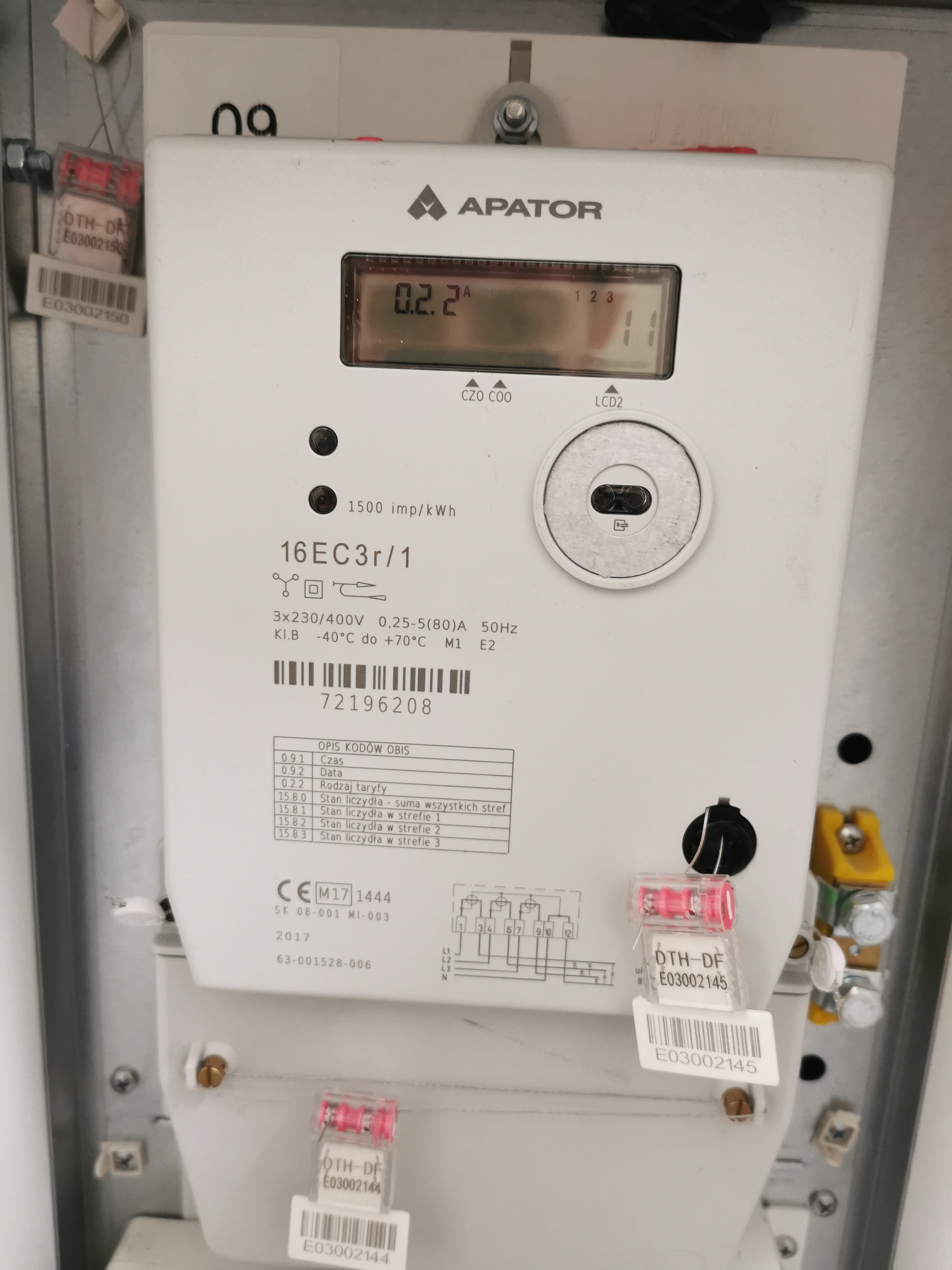 [Rozwiązano] Niezrozumiały odczyt licznika Apator 16EC3r/1 po montażu ...