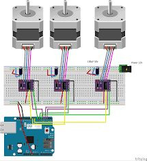 Podłączeni zasilacza do silników krokowych z Arduino