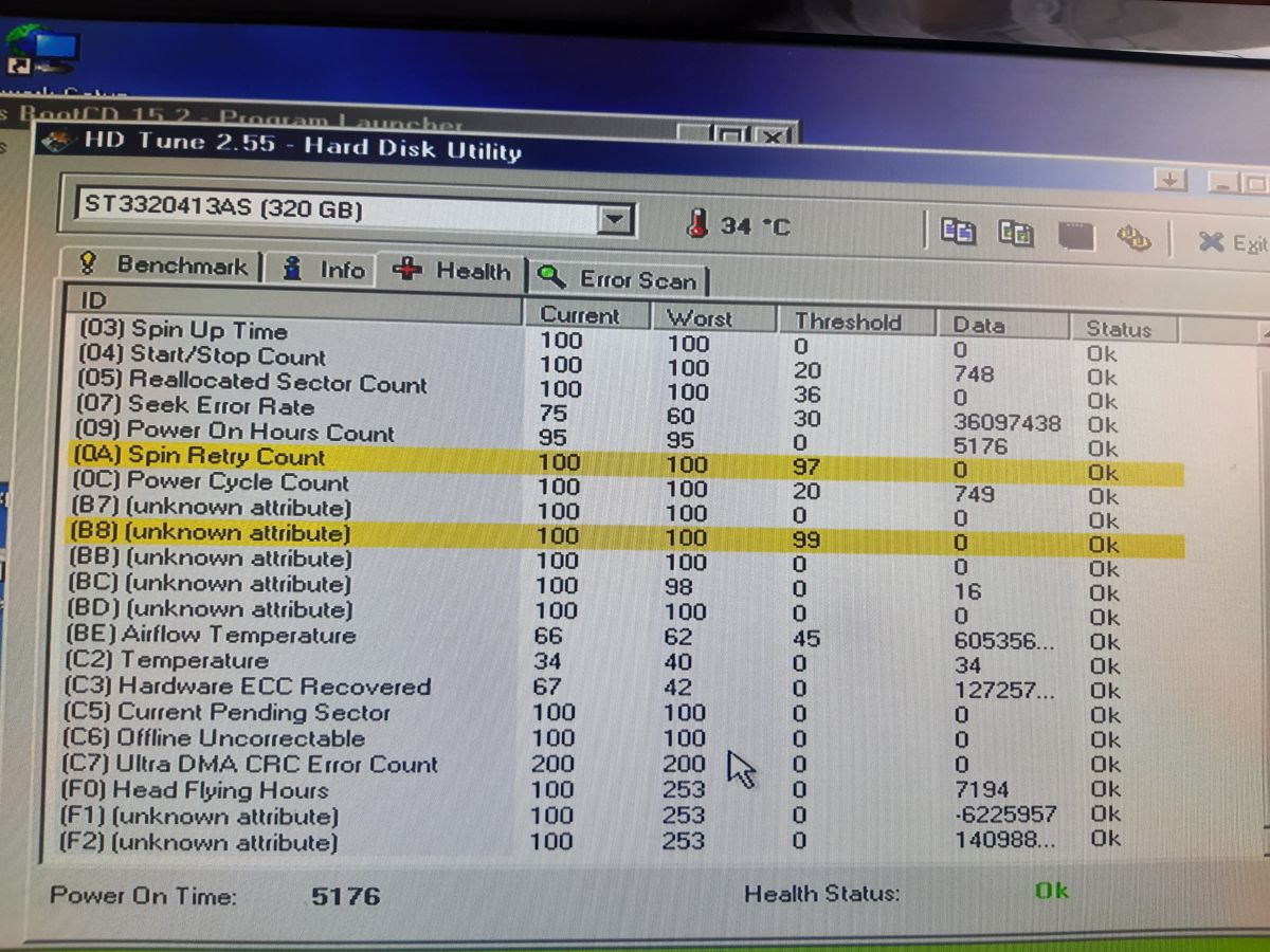 Ocena kondycji dysku HDD Segate ST3320413AS 320 GB na podstawie wyników ...