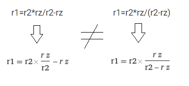 [Rozwiązano] Obliczanie r1 na podstawie wzoru rz=r1*r2/(r1+r2)