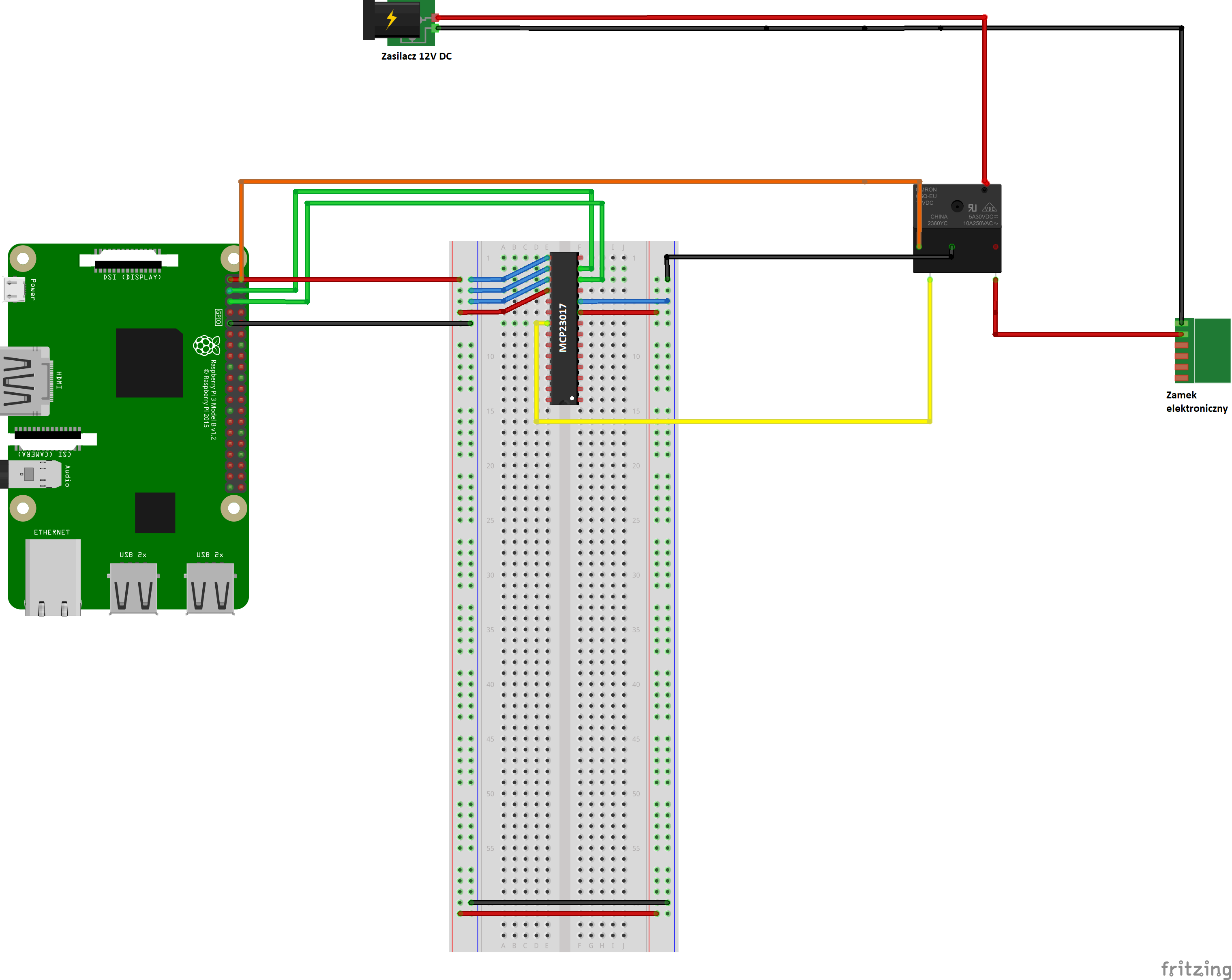 Raspberry pi 3 + MCP23017 sterowanie przekaźnikami