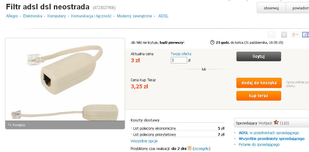 Gniazdo telefoniczne podtynkowe z filtrem ADSL - jak podłączyć telefon ...