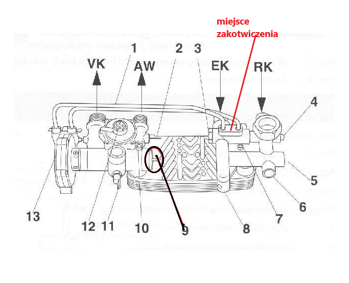 Buderus Logamax U004-24K przewody sterujące membraną
