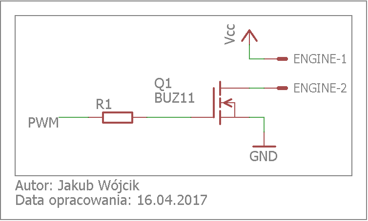BUZ11 - Sterowanie silnikiem DC 12V 1A, dobór wartości napięcia i natężenia.