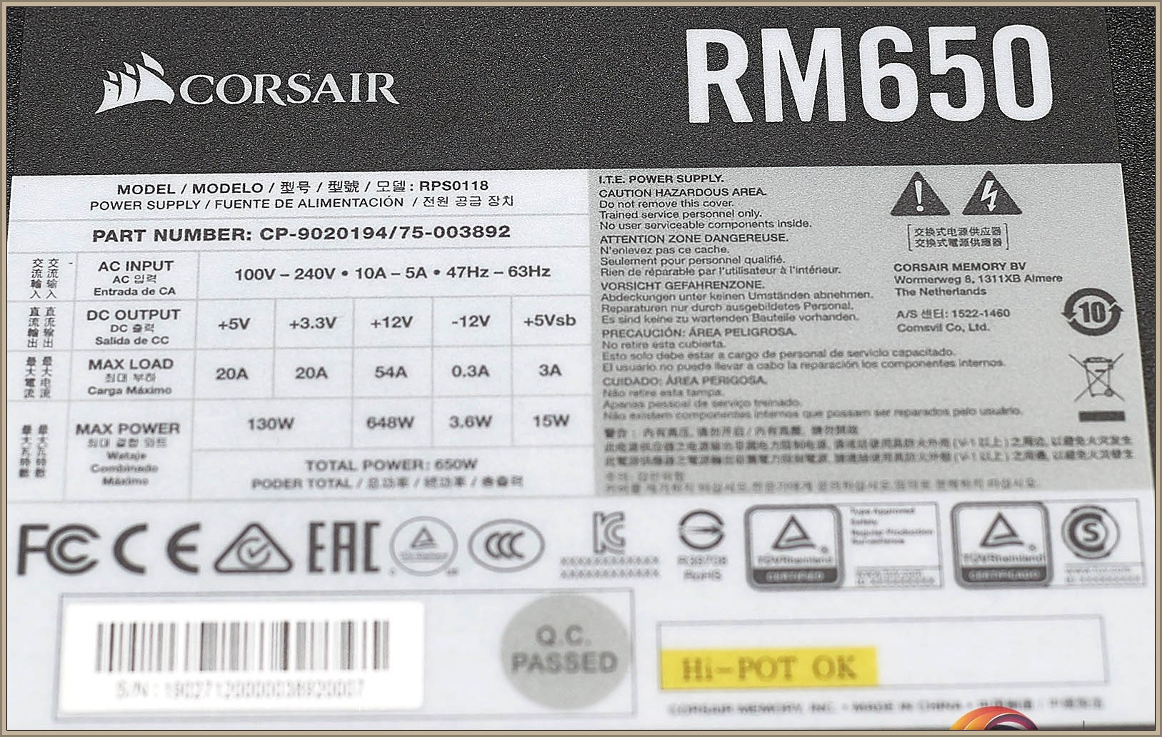 Corsair RM650 - nieuruchamiający się zasilacz, sprawdzone FCP165N65S3 ...