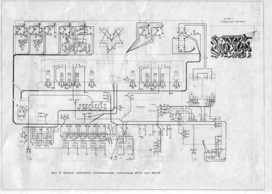 Wzmacniacz Unitra WS 442 - gdzie podłączyć urwane przewody?