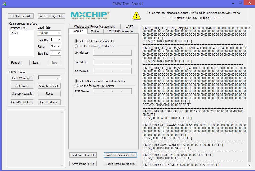 Błąd write emw380 error przy konfiguracji EMW3162 WiFi Shield z Arduino UNO