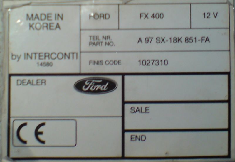 Szukam opisu złacza dla radia Ford FX 400 by Interconti