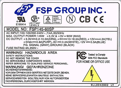 FSP GROUP model: FSP145-60SP brak napięć na wyjściu