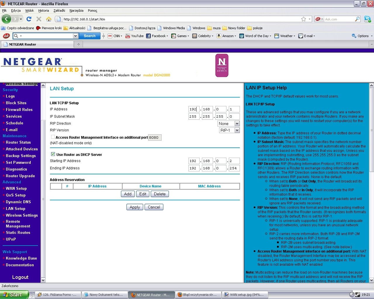 Netgear DGN2000 - jak przywrócić poprawne ustawienia po przekierowaniu ...