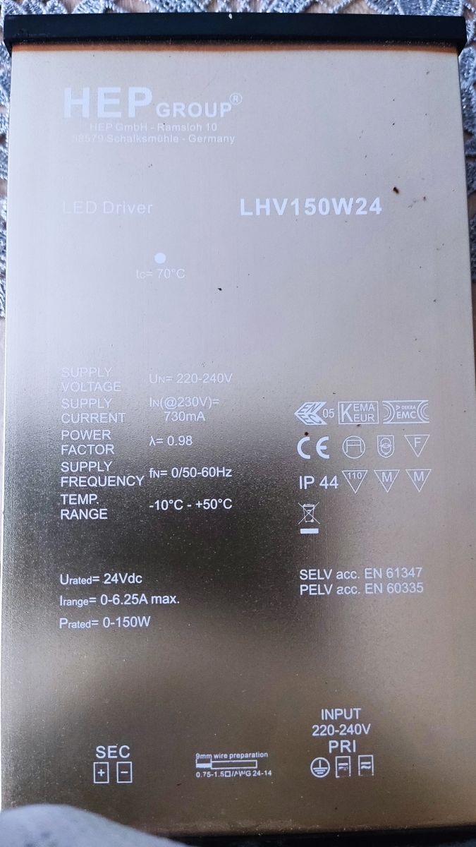 [Sprzedam] Sprzedam zasilacze LED Driver LHV150W24 HEP Group, 100% ...