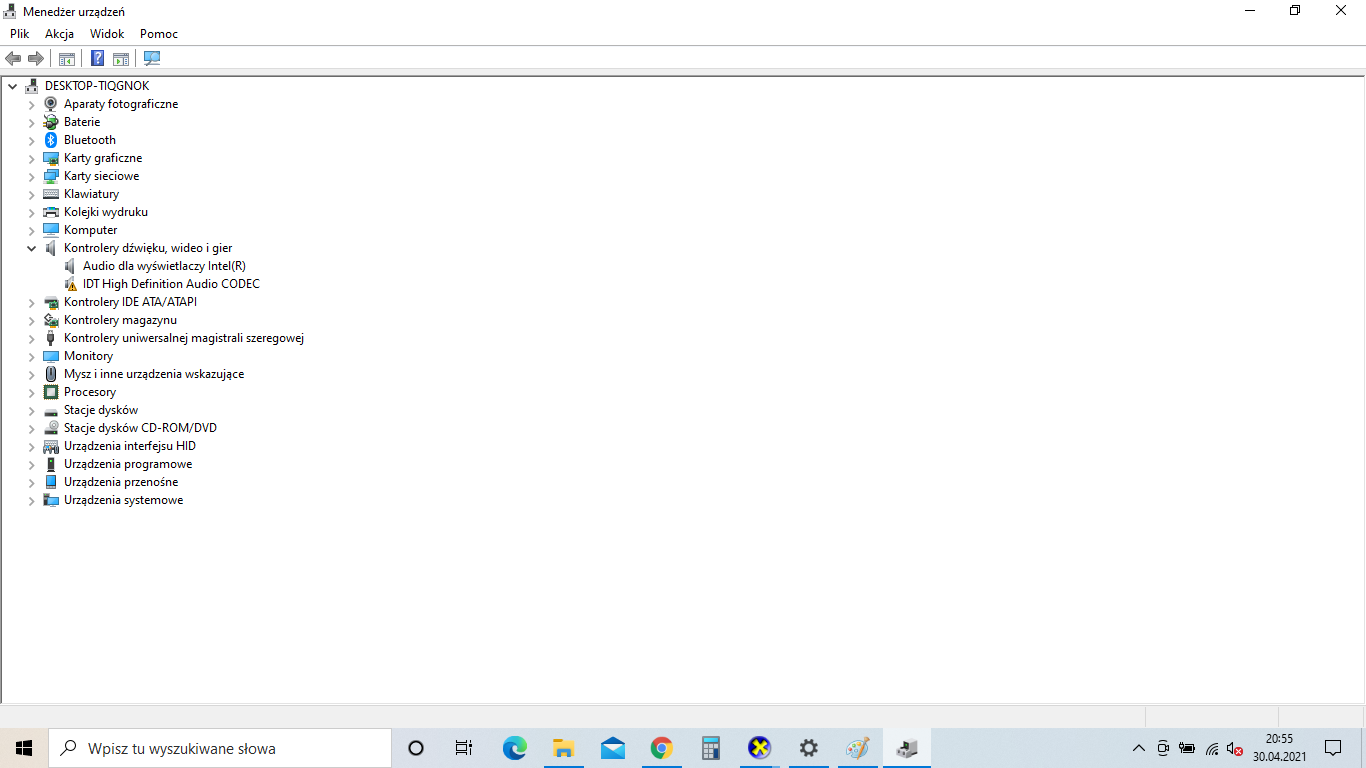 Toshiba satelite C-55-A-1GU brak dźwięku po reinstalacji systemu Windows 10