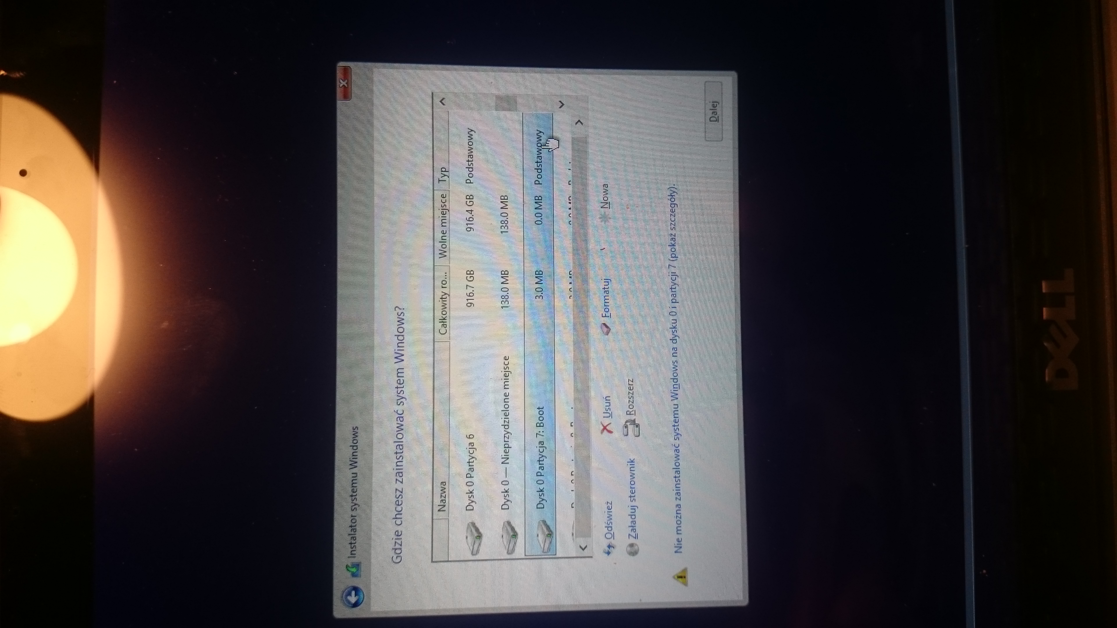 Dell 7537 - Jak wejść do BIOS po nieudanej instalacji Windows 10?
