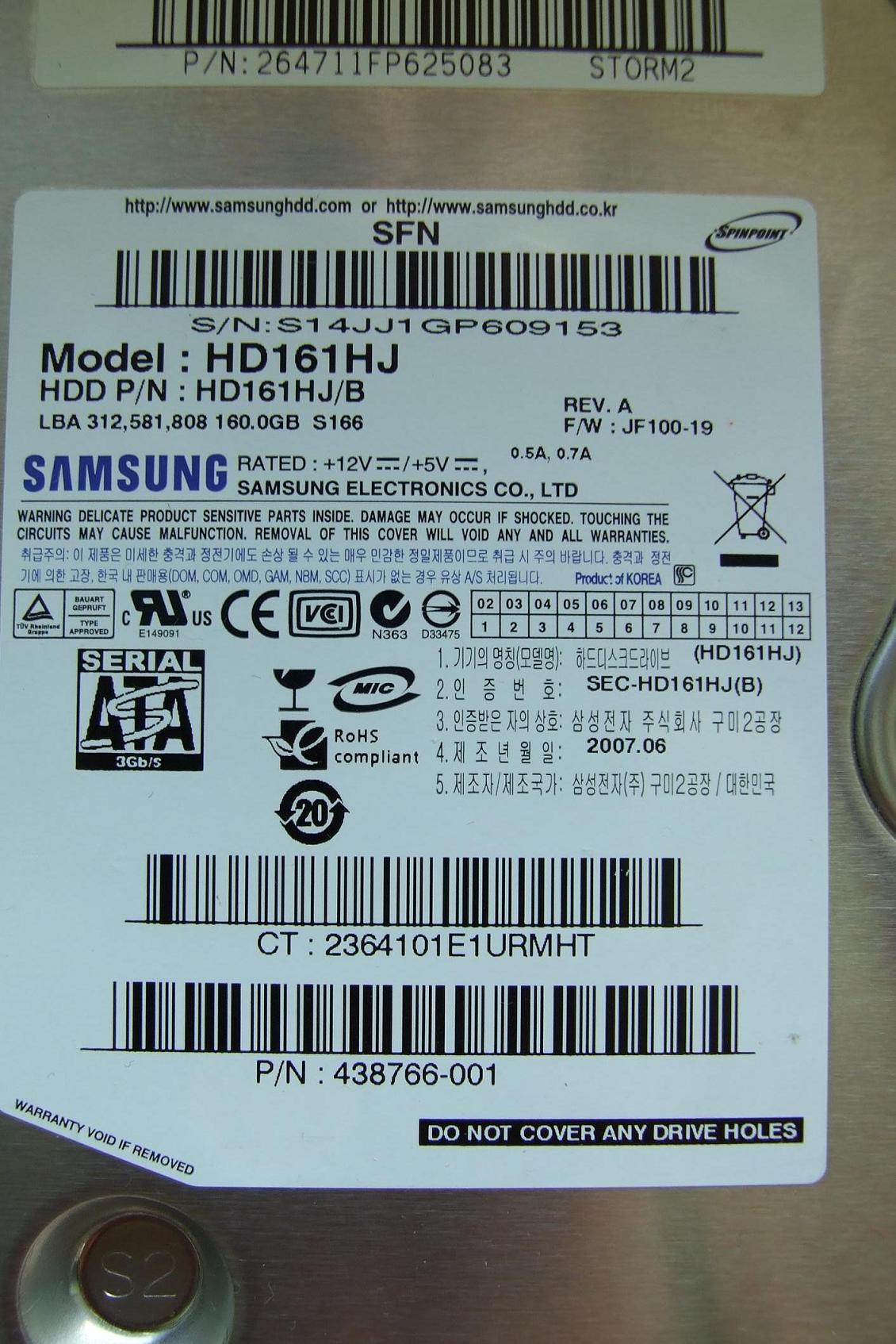 Samsung HD161HJ (B) słychać że dysk pracuje, lecz BIOS go nie widzi