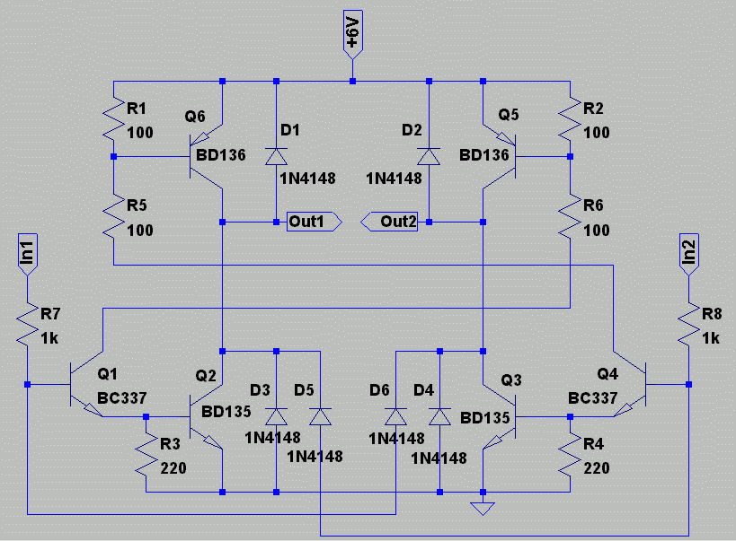 Mostek H - rola diod przy bazach tranzystorów Q4, Q1 i między ...
