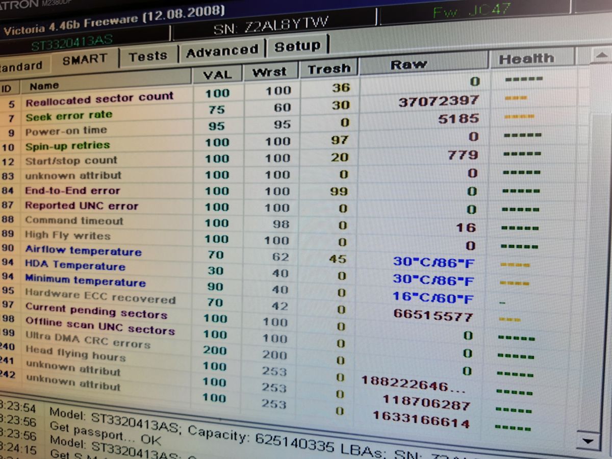 Ocena kondycji dysku HDD Segate ST3320413AS 320 GB na podstawie wyników ...