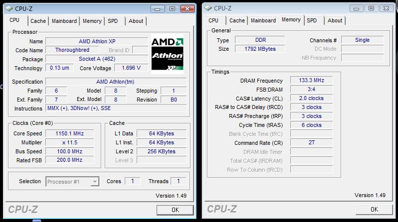 Jak podkręcić AMD Thoroughbred 1800+ na płycie z RAM Kingmax 1792 MB?