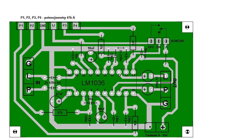 LM1036 nie działa regulacja tonów wysokich a bass charczy