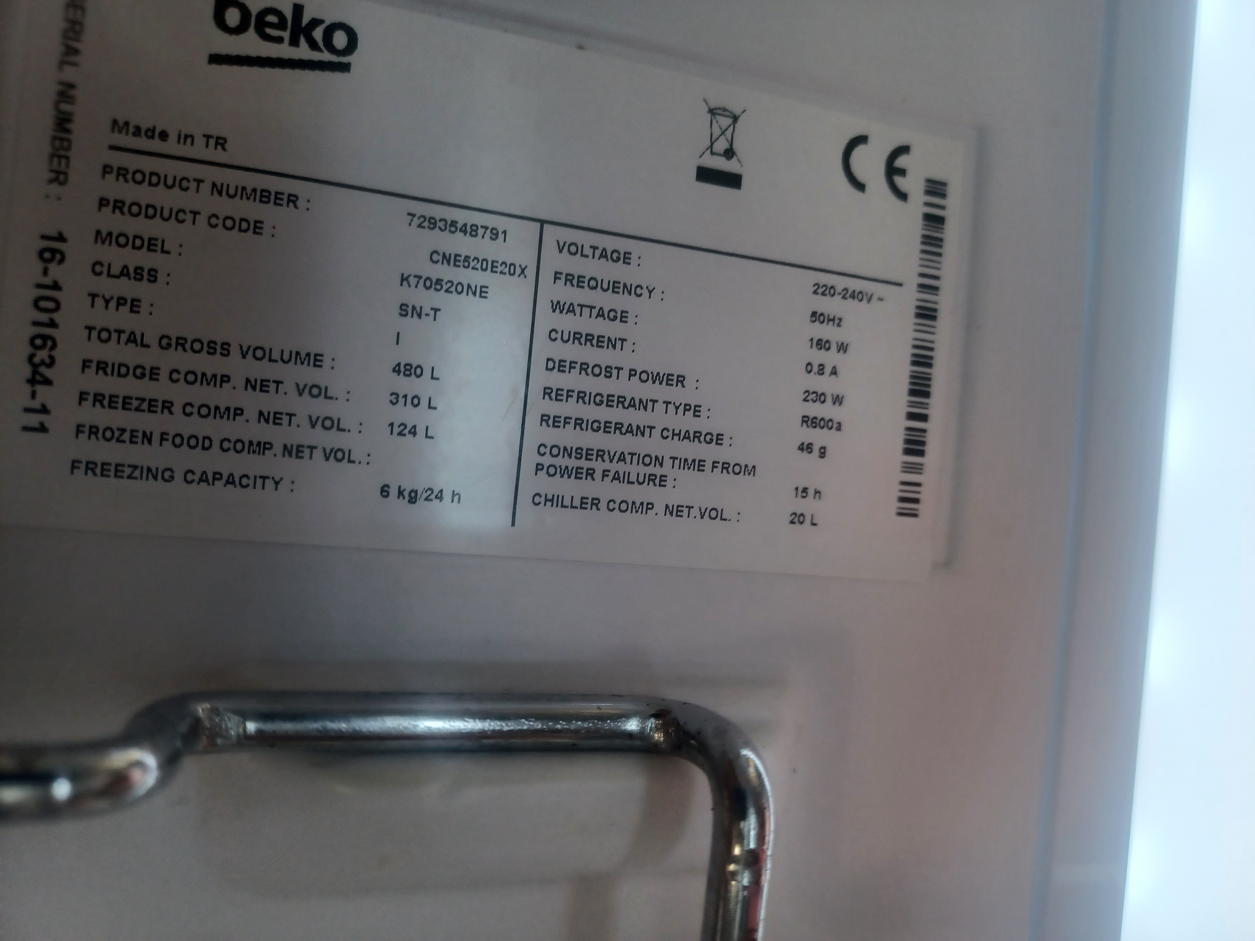 Beko K70520NE (CNE520E20X ) - błąd na wyświetlaczu brak chłodzenia mimo ...