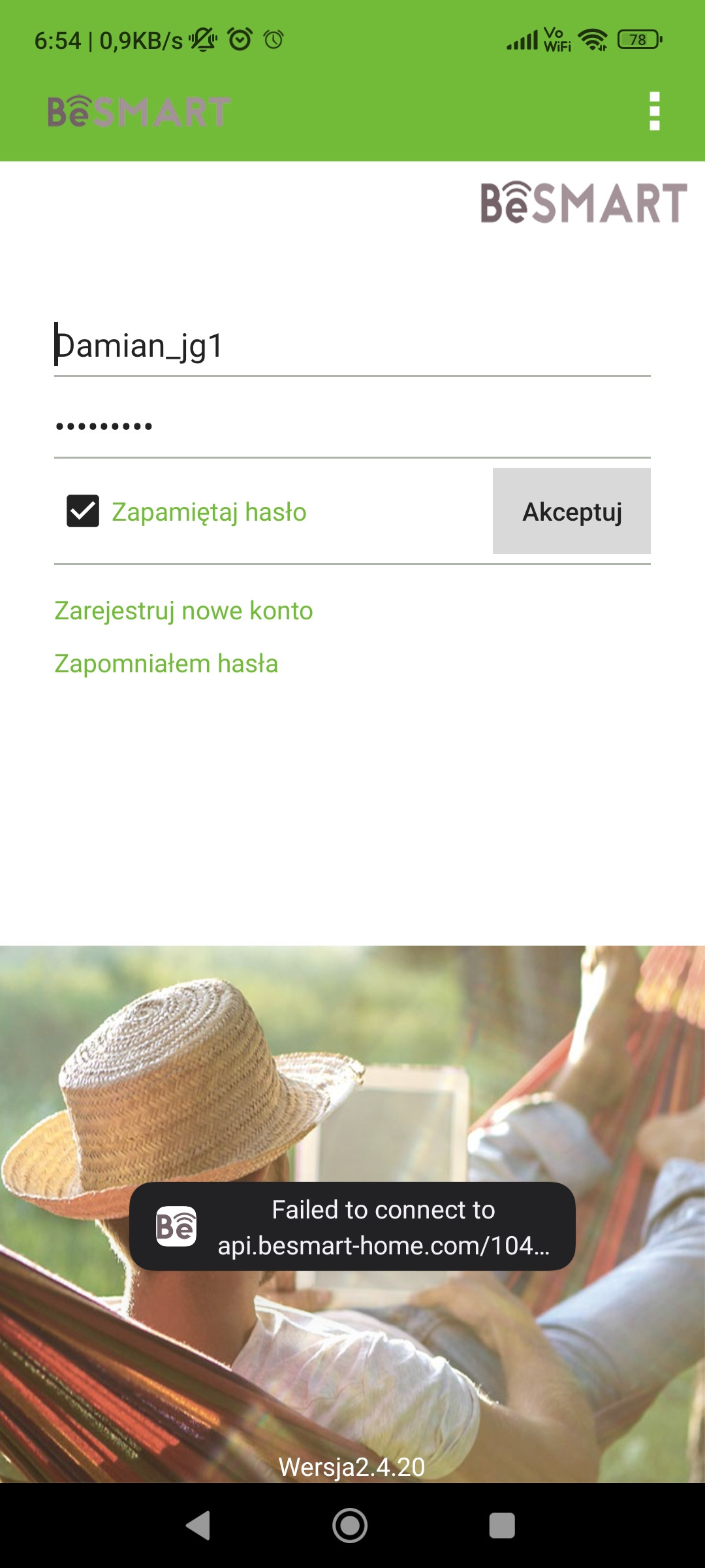 Besmart Beretta - brak połączenia WiFi, komunikat Sterowanie Wi-Fi nie jest podłączone - 5