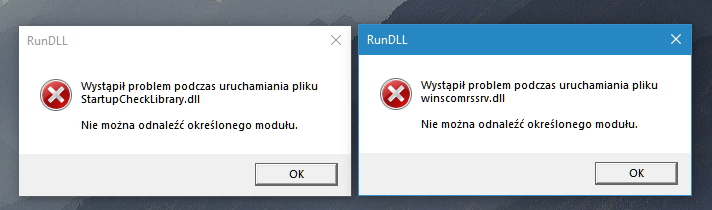 Błędy uruchamiania plików startupchecklibrary.dll i winscomrssrv.dll w ...