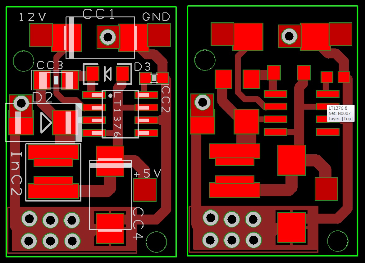 LT1376 - 12V na 5V DC, silne zakłócenia EMI wpływają na GPS i radio AM