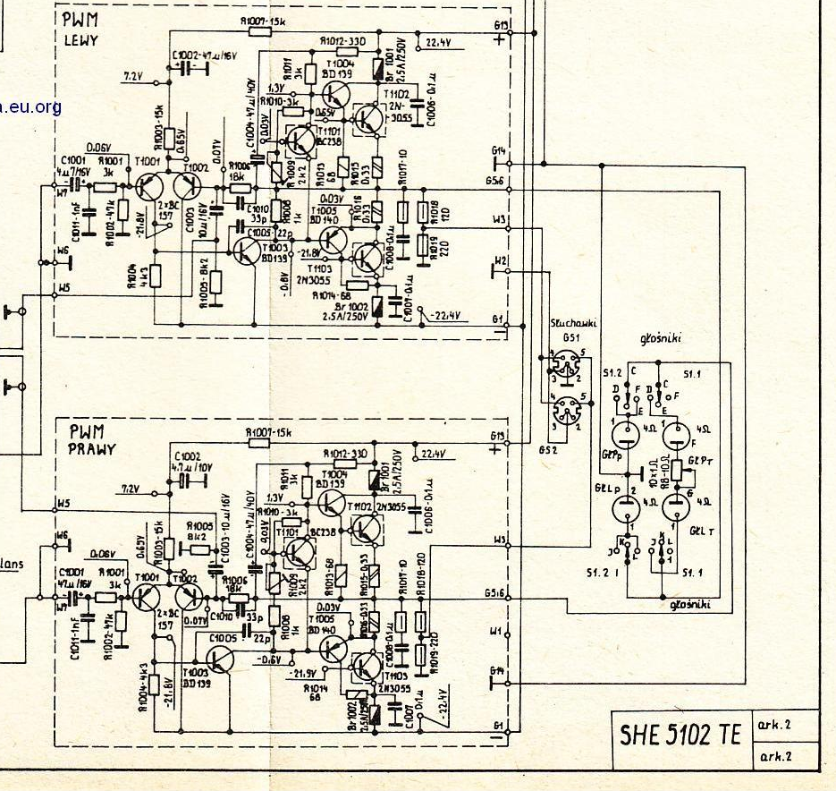 Radmor 5102 TE - Różnice napięć na wyjściu, jedna płytka PWM niesprawna