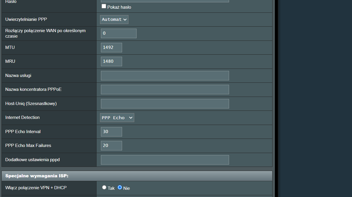 Router ASUS AX57 nie łączy PPPOE po resecie z podłączonymi urządzeniami LAN