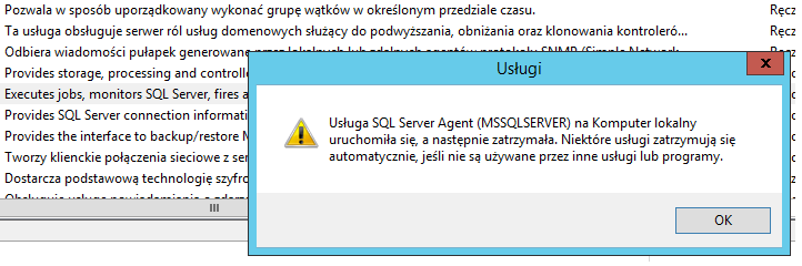 Ms SQL 2014 - Prośba o pomoc:Nie mogę uruchomić SQL server Agent