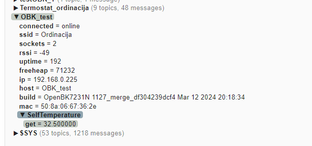 Jak opublikować wartość temperatury z OpenBeken 1.17.452 przez MQTT?