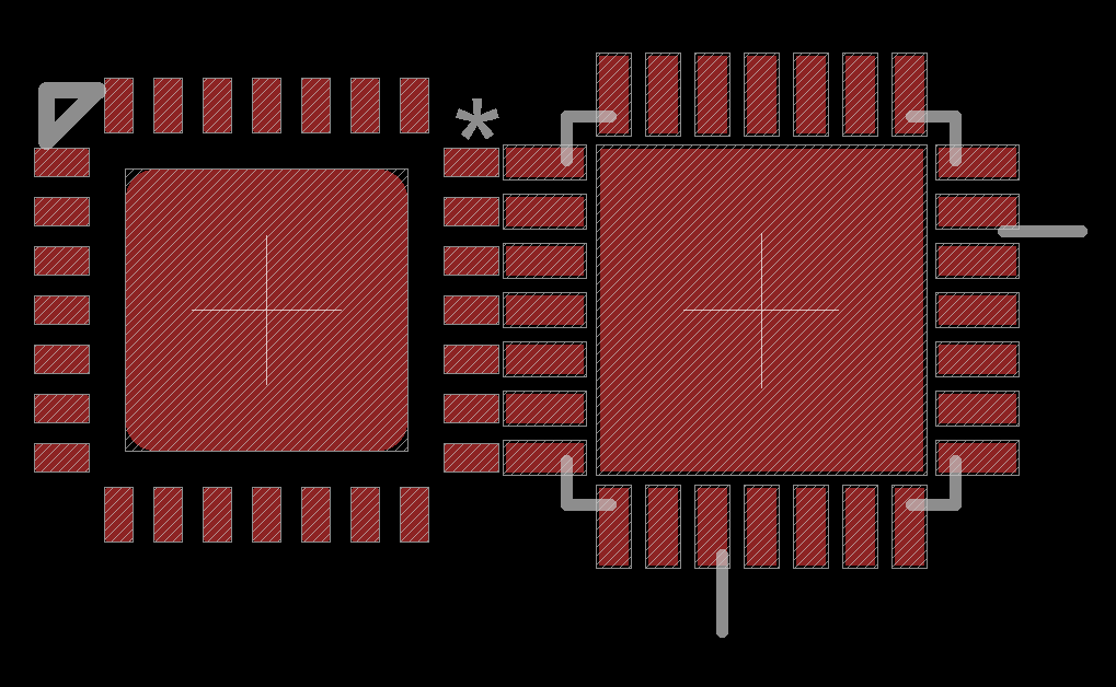 Wybór patternu dla PIC24FJ64GA002-I/ML w obudowie QFN 6x6 w Eagle 6.1