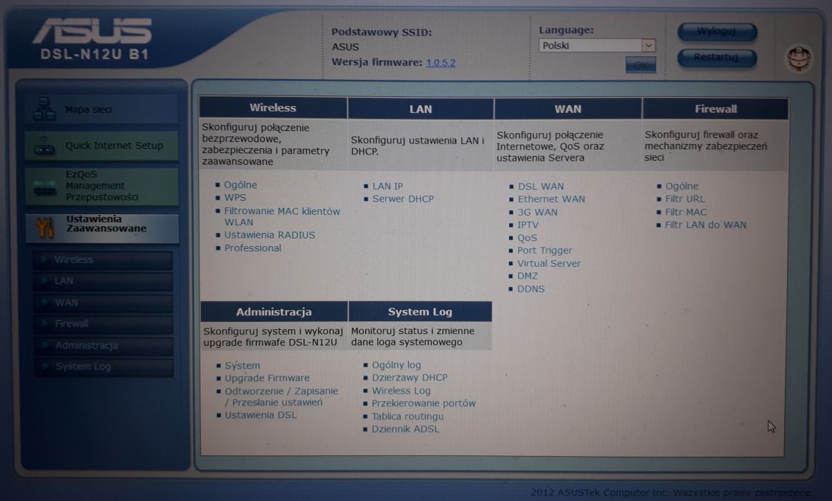 Konfiguracja Asus DSL N12U jako repeatera wifi lub AP z routerem ADB VV ...