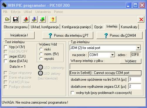 PIC10F200, PIC10F206 schemat i program do obsł.programatora