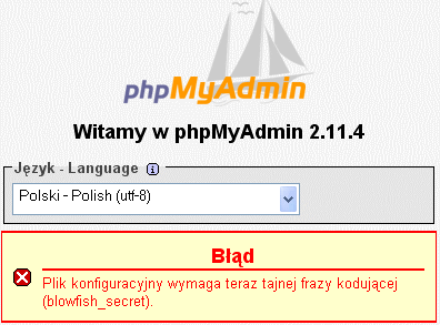 NND - Błędy mcrypt przy uruchamianiu PhpMyAdmin na NND