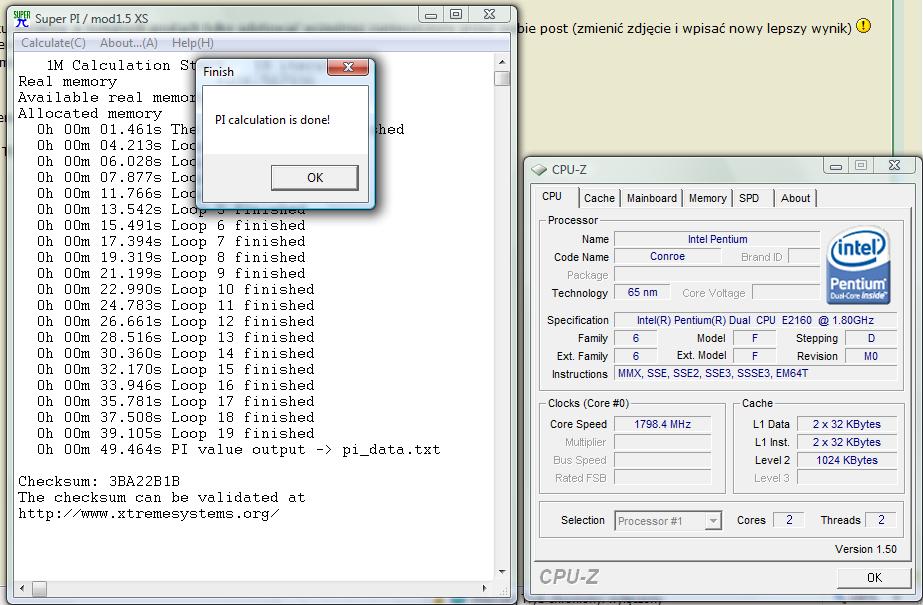 Ranking SuperPi w próbie 1M - elektroda.pl