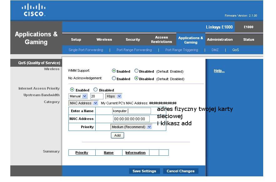 Jak skonfigurować QoS na Linksys E1000, by ograniczyć torrenty na ...