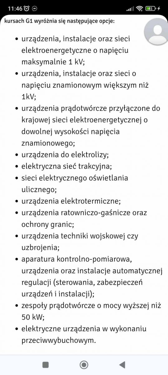 Jakie uprawnienia SEP G1 do 1kV dla technika elektryka?