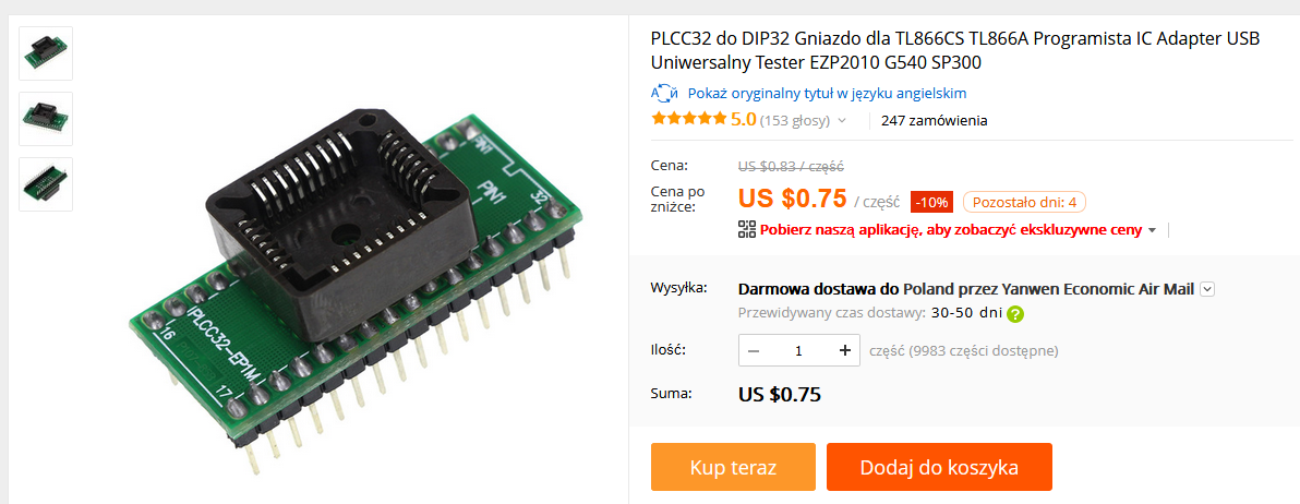[Kupię] Adapter PLCC32 (SMT) do DIP 32 (lub samo PCB)